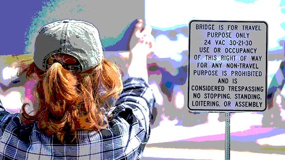 Trespassing signs placed at I-81 bridge overpass to deter activists